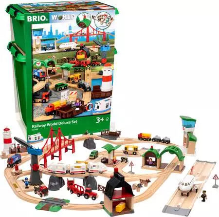 BRIO SET - RAILWAY WORLD DELUXE SET - 106 PIECES | Toyworld Frankston